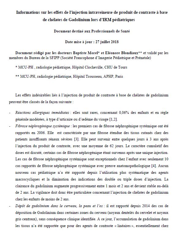 PRODUITS DE CONTRASTE et IRM – SFIPP