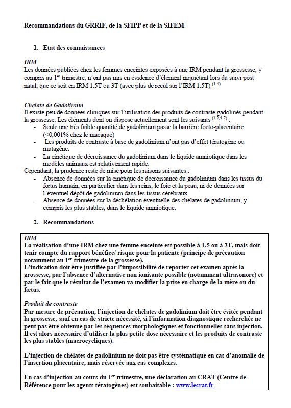 PRODUITS DE CONTRASTE et IRM – SFIPP